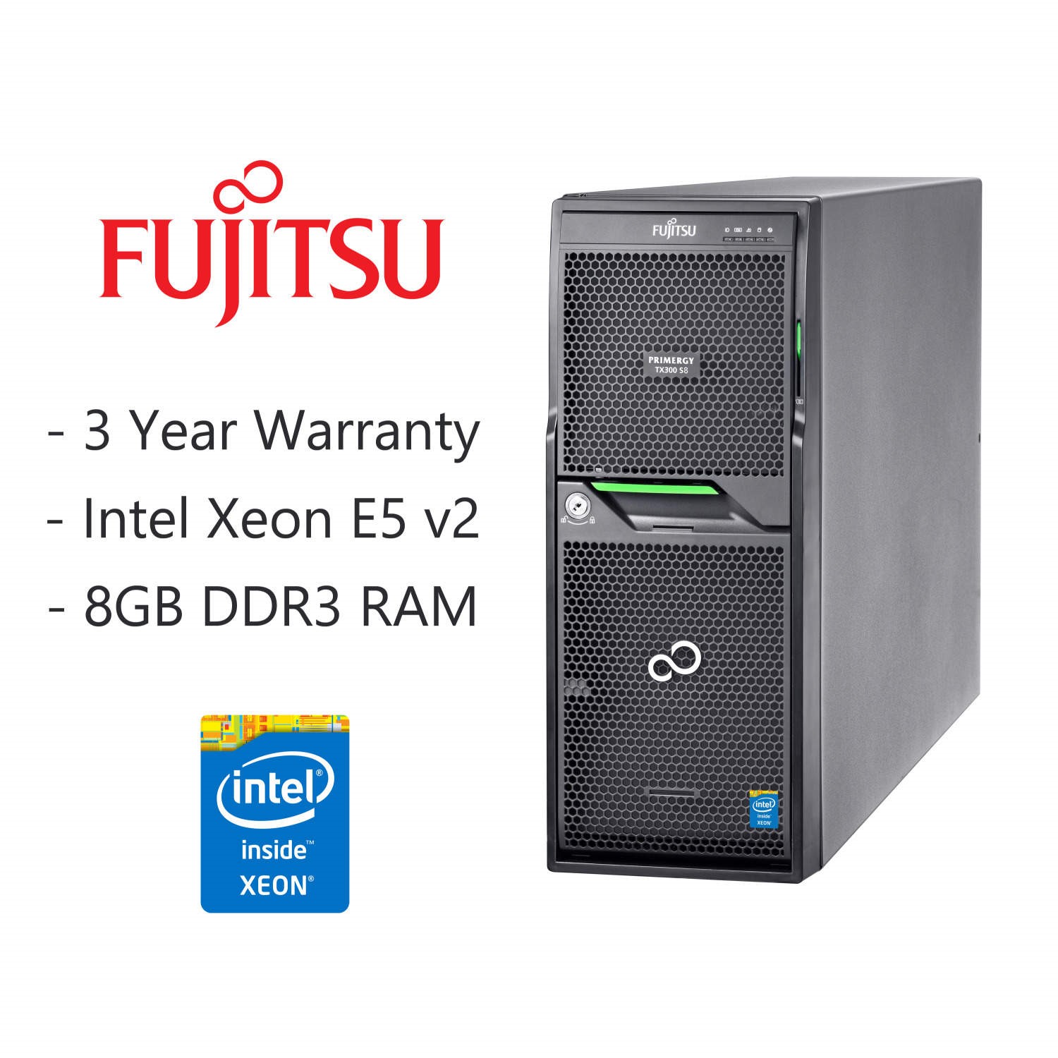 Fujitsu PRIMERGY TX300 S8 2.21 GHz 8 GB Memory No Hard Drive 3.5 inch ...